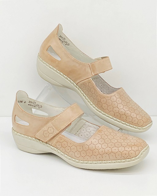 Letnie półbuty damskie Rieker 41357-31 różowe, mała tęgość E-F-G ...